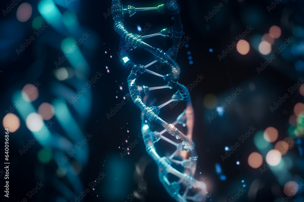 Medical research using microscopic analysis of DNA chains. DNA strands ...