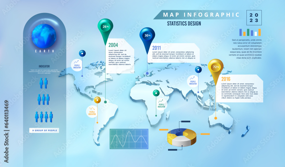 World map with pins. Global point lines. Globe country pointer ...