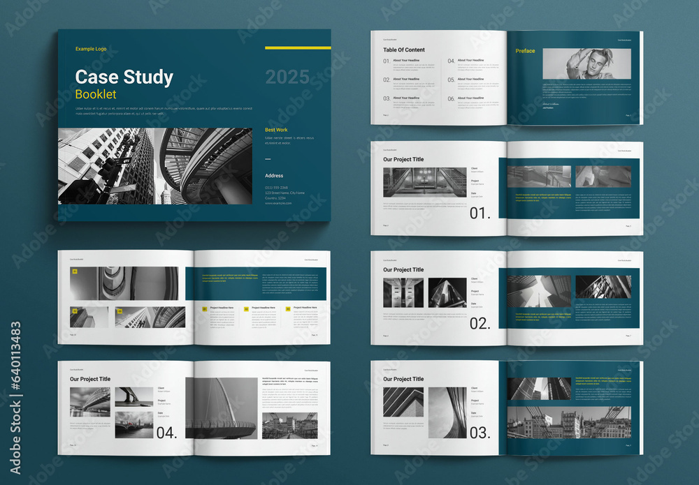 Case Study Booklet Template Landscape Stock Template | Adobe Stock