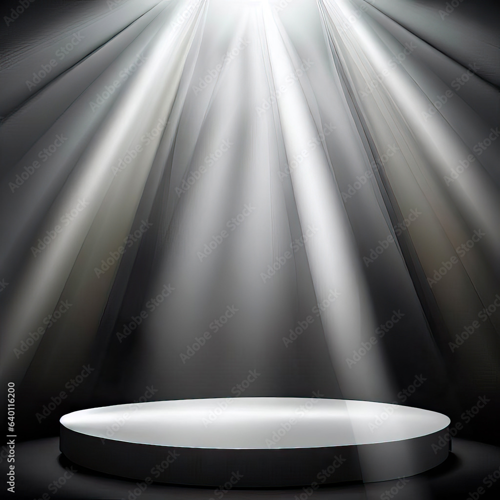 spotlight refocused view on an empty studio background lit from the top ...