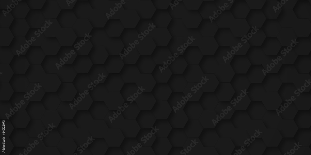 Abstract background of abstract black hexagon background design a dark honeycomb grid pattern ...