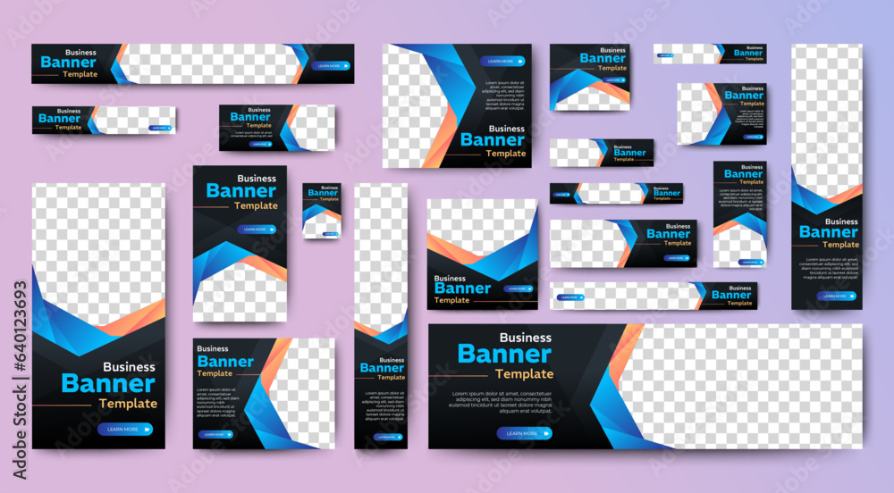 Business banner design web template Set, Horizontal header web banner ...