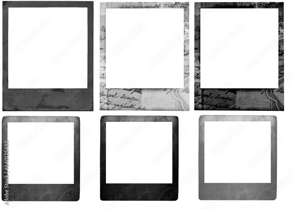 Poster Set Vintage Polaroid, instant photo frame isolated overlays in ...