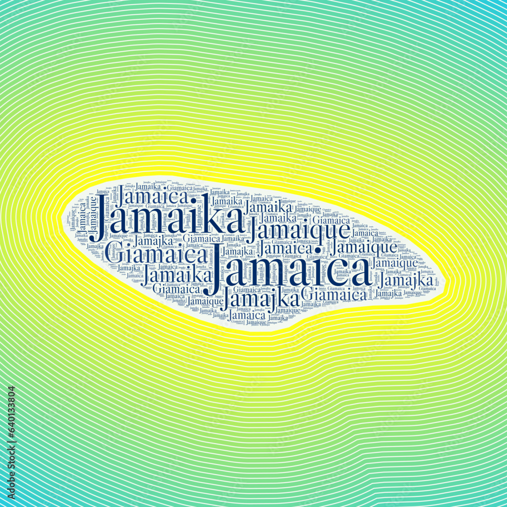 Jamaica shape formed by country name in multiple languages. Jamaica ...