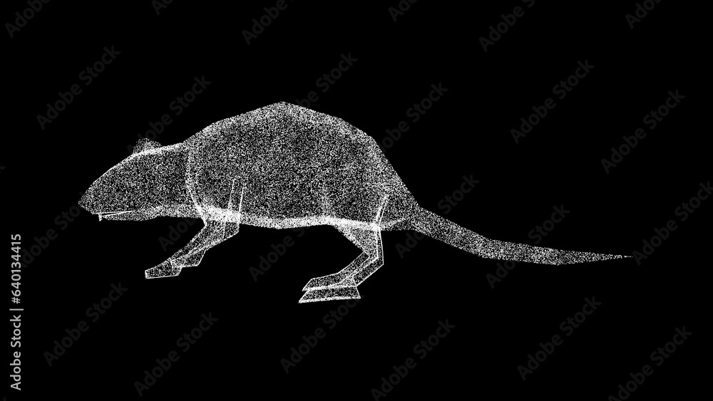 3D rat on black bg. Nature and animals concept. Rodent and pest control ...