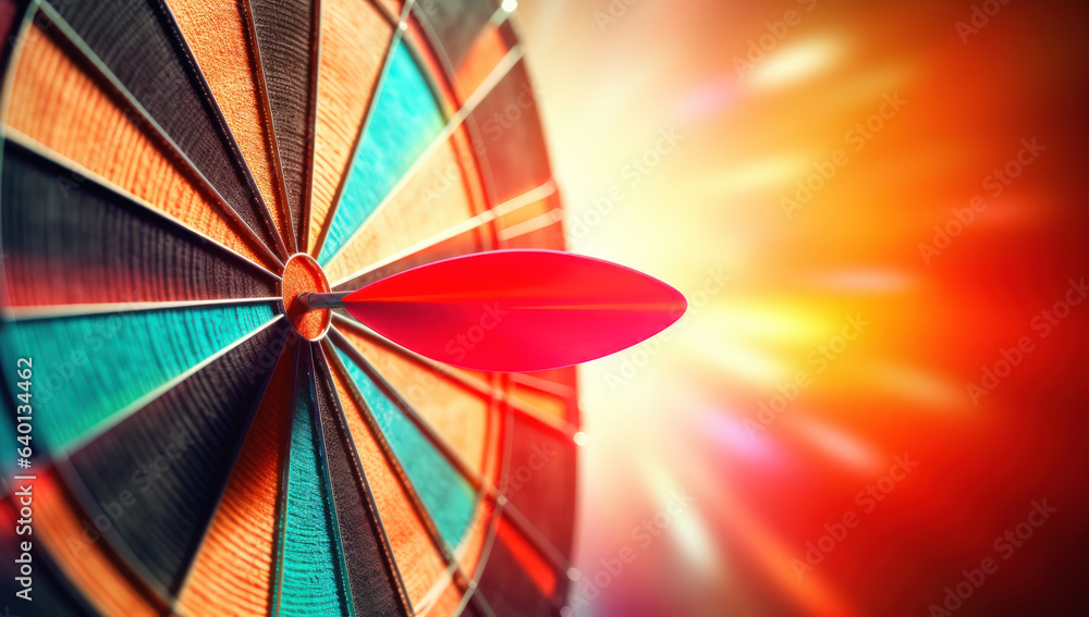 Red Darts Arrow in Target of Dartboard. Aiming for Accuracy and ...