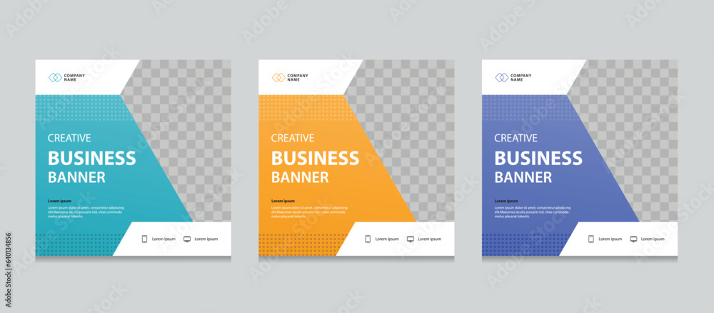 Set of Editable square business web banner design template. Suitable ...