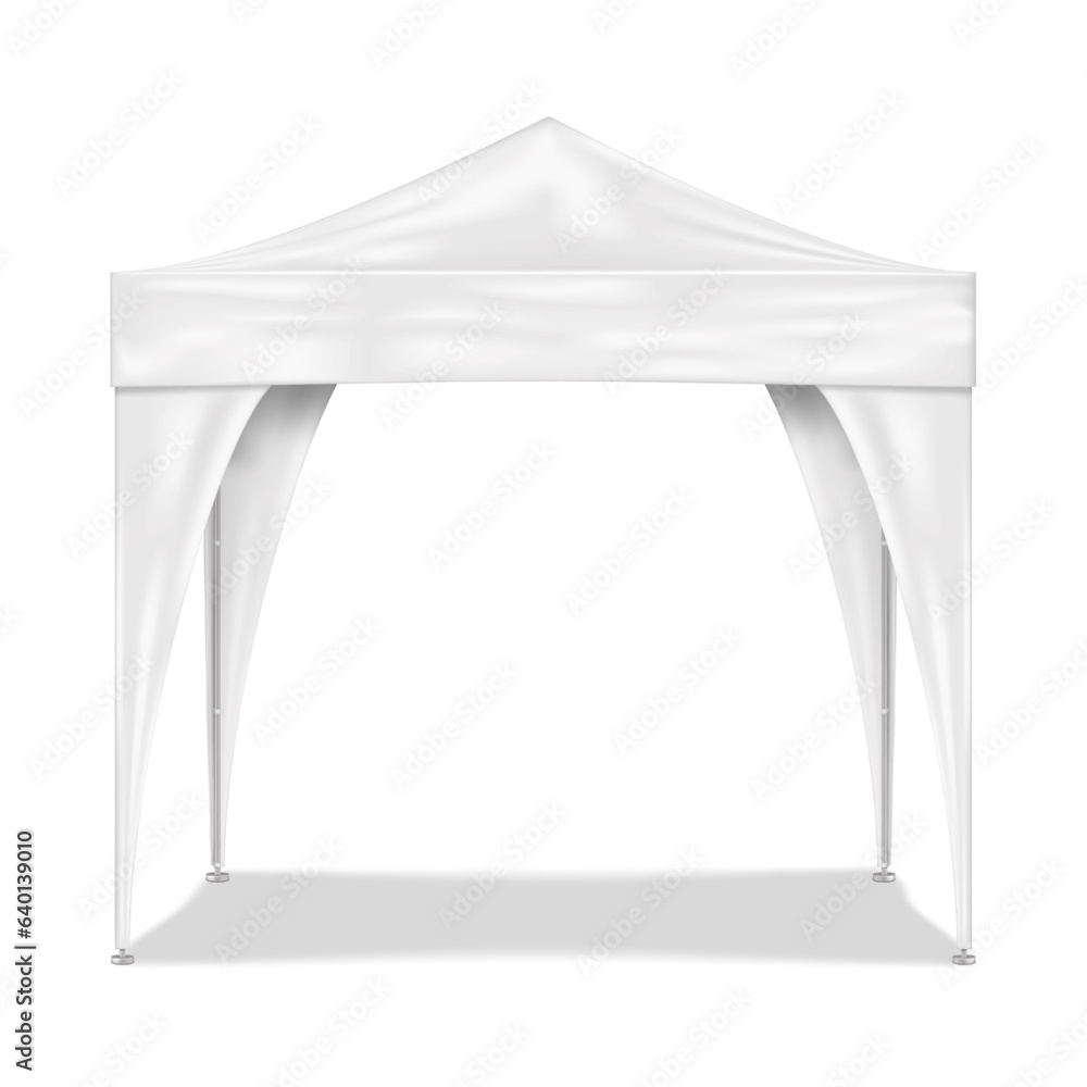 Poster Blank white canopy tent with leg covers realistic vector mockup ...
