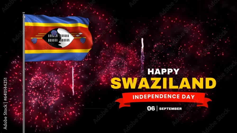 Happy Swaziland Independence Day animation with Swaziland flag and ...