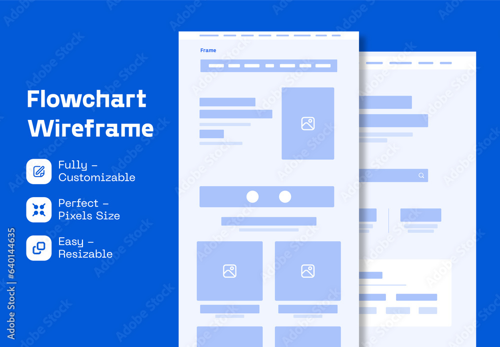 Modelo de Flowchart Wireframe Design do Stock | Adobe Stock