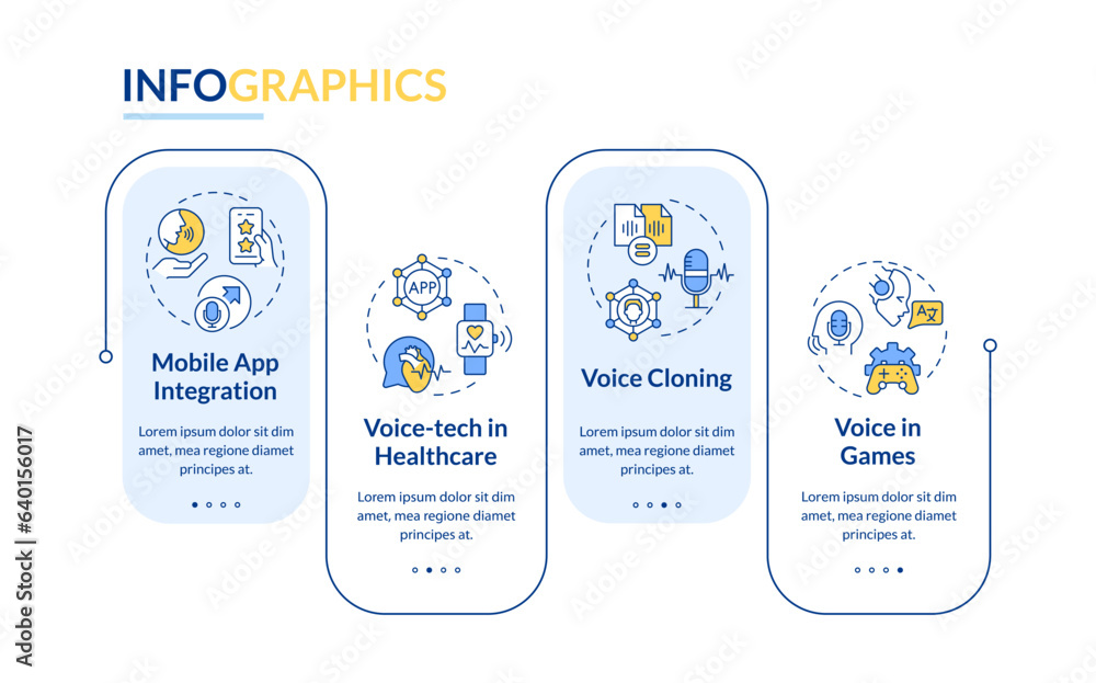 2D voice assistant vector infographics template with linear icons ...