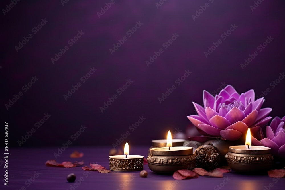 Diwali is an Indian holiday, the festival of fire. Lotus flowers and ...