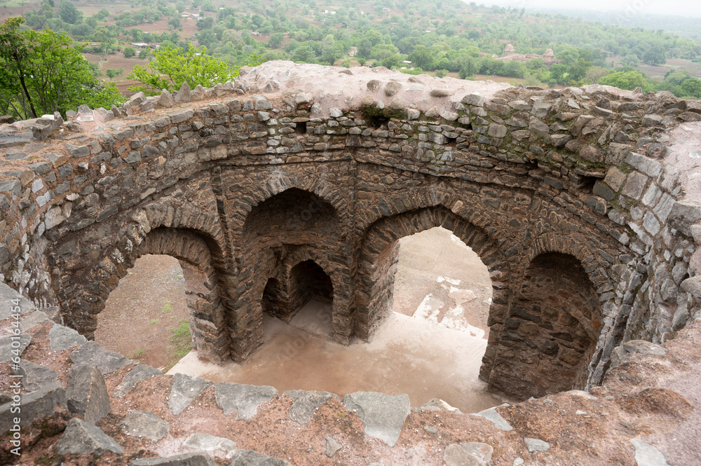 Ruins near Rani Rupmati Pavilion constructed on the edge of the ...
