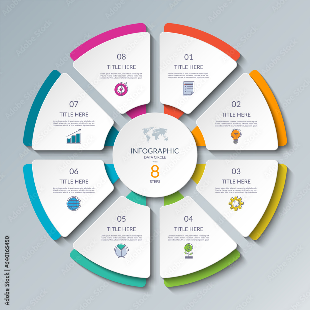Vector infographic circle. Cycle diagram with 8 steps. Round chart that ...