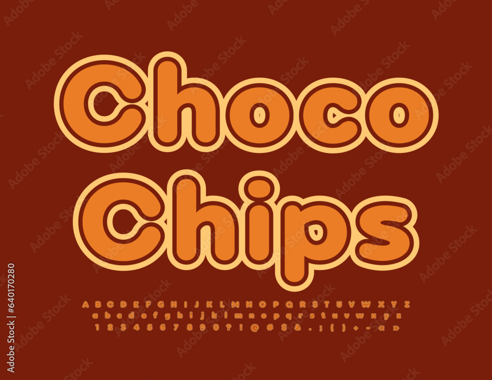 Vector creative advertisement Choco Chips. Bright Artistic Font. Modern ...