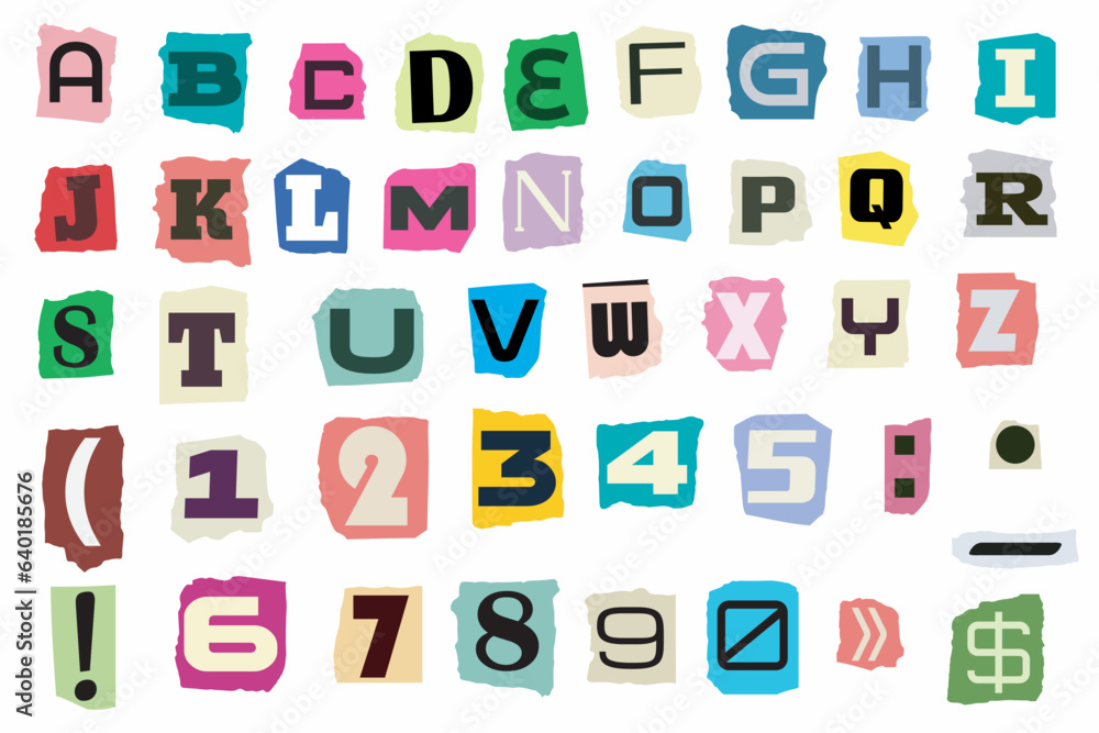 Paper Cut outs ransom note letters alphabet. Cut Ransom Blackmail ...