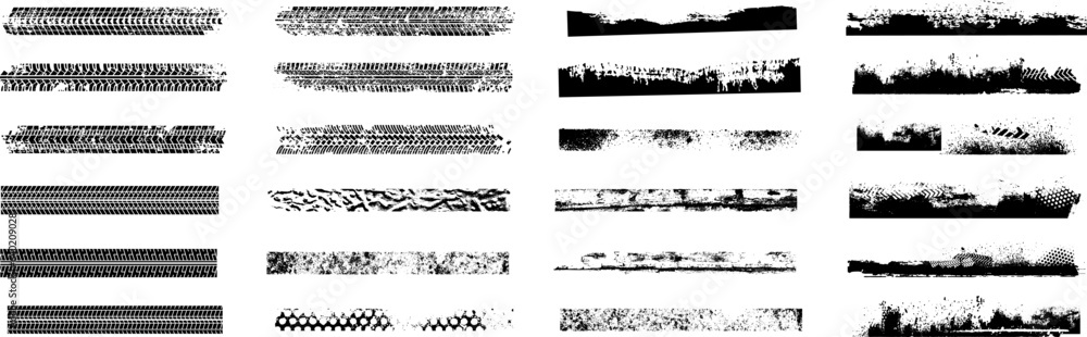 Drift marks of race car, motorcycle or bike wheel tyres with dirty ...