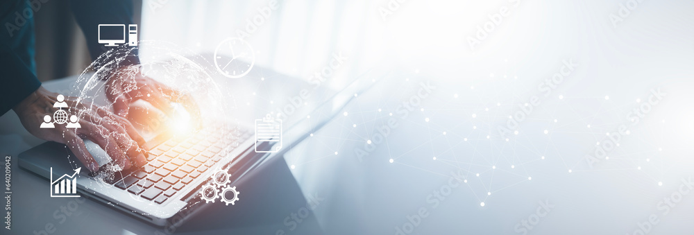 Programmer people working laptops or smartphones with AI, artificial ...