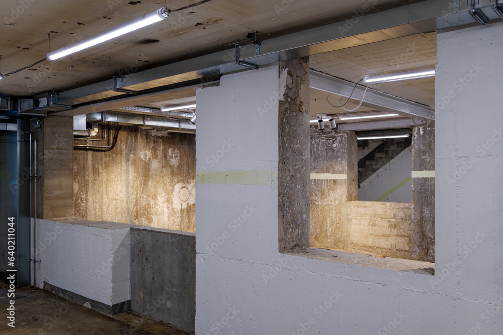 Interior view of loft style room surround atrium double space of former ...