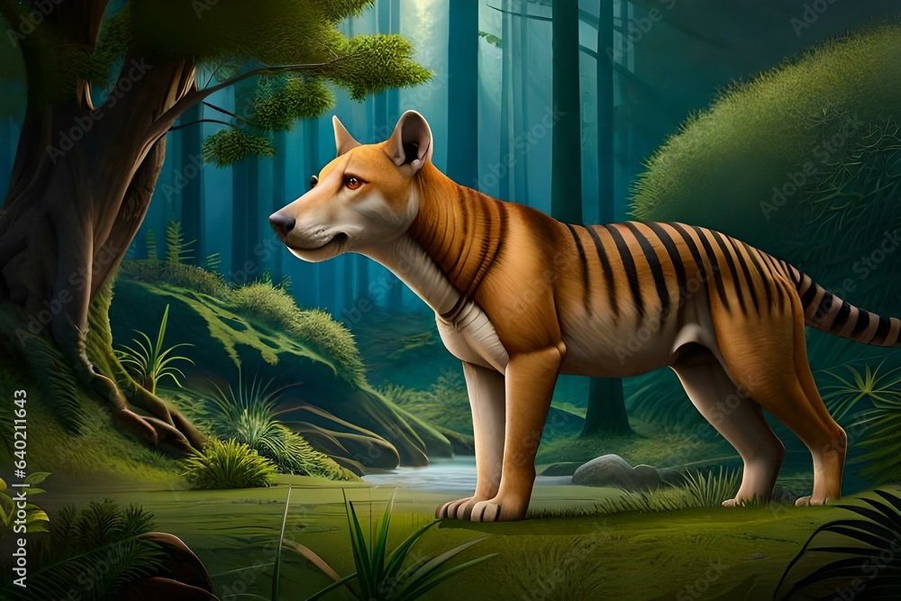 Extinct Tasmanian Tiger or thylacine, a fascinating marsupial predator ...