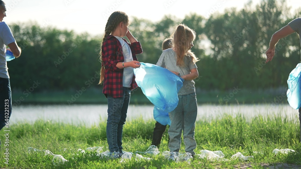 saving nature garbage collection. a group of volunteers save ...