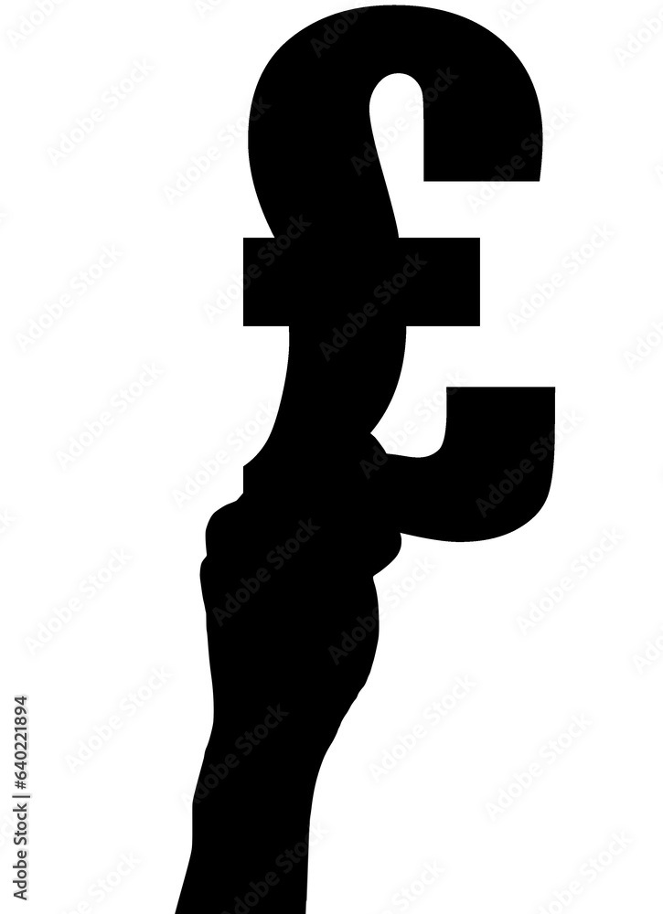 Digital png illustration of hand holding british pound symbol on ...