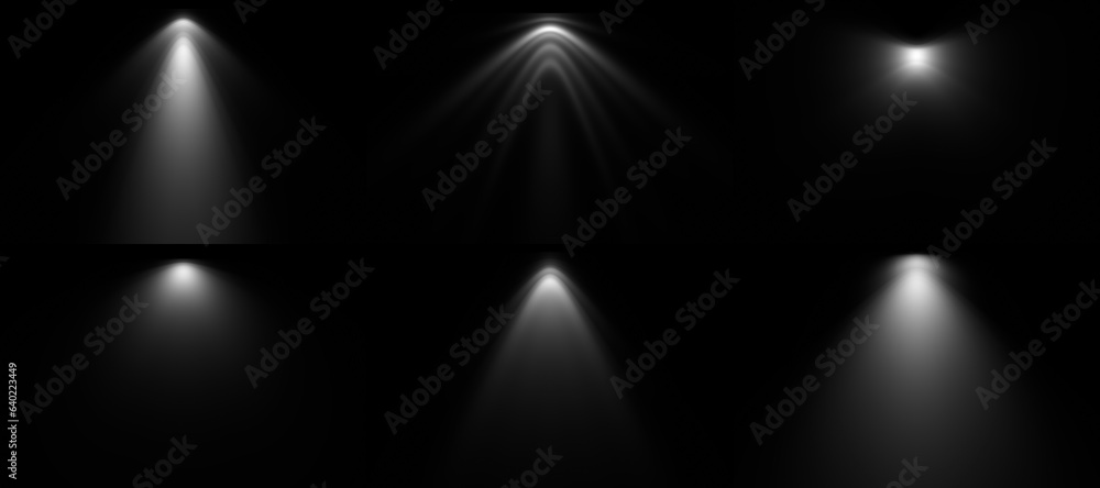 Set of diverse light profiles ready to use in architecture. 3d render of light projections AKA ...