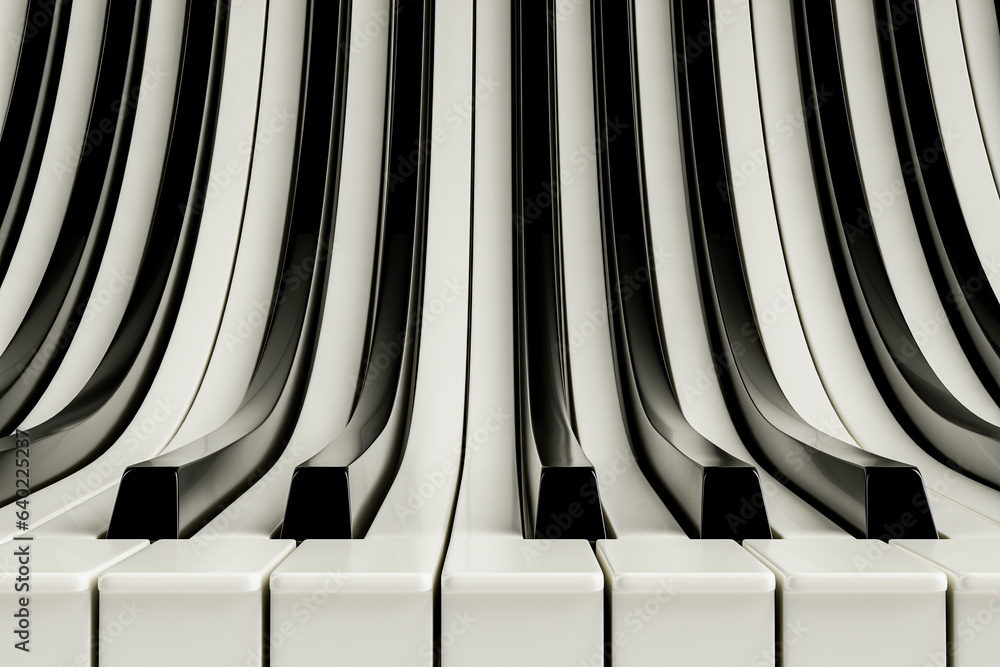 Abstract infinite piano keys go up. Abstract 3d illustration of wavy ...