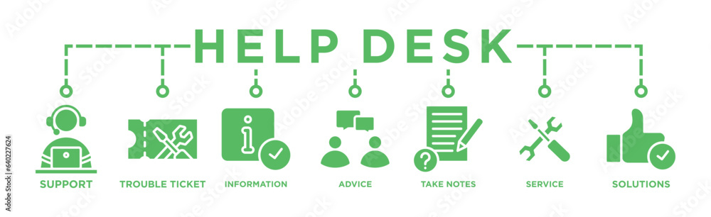 Help desk banner web icon vector illustration concept with icon of ...