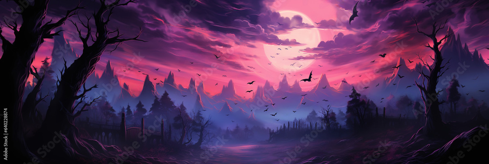 Halloween Spooky Background, Misty Forest Graveyard Silhouette, Dead ...