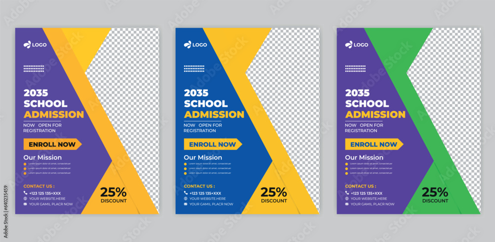 School admission flyer design, kids education leaflet brochure, cover ...