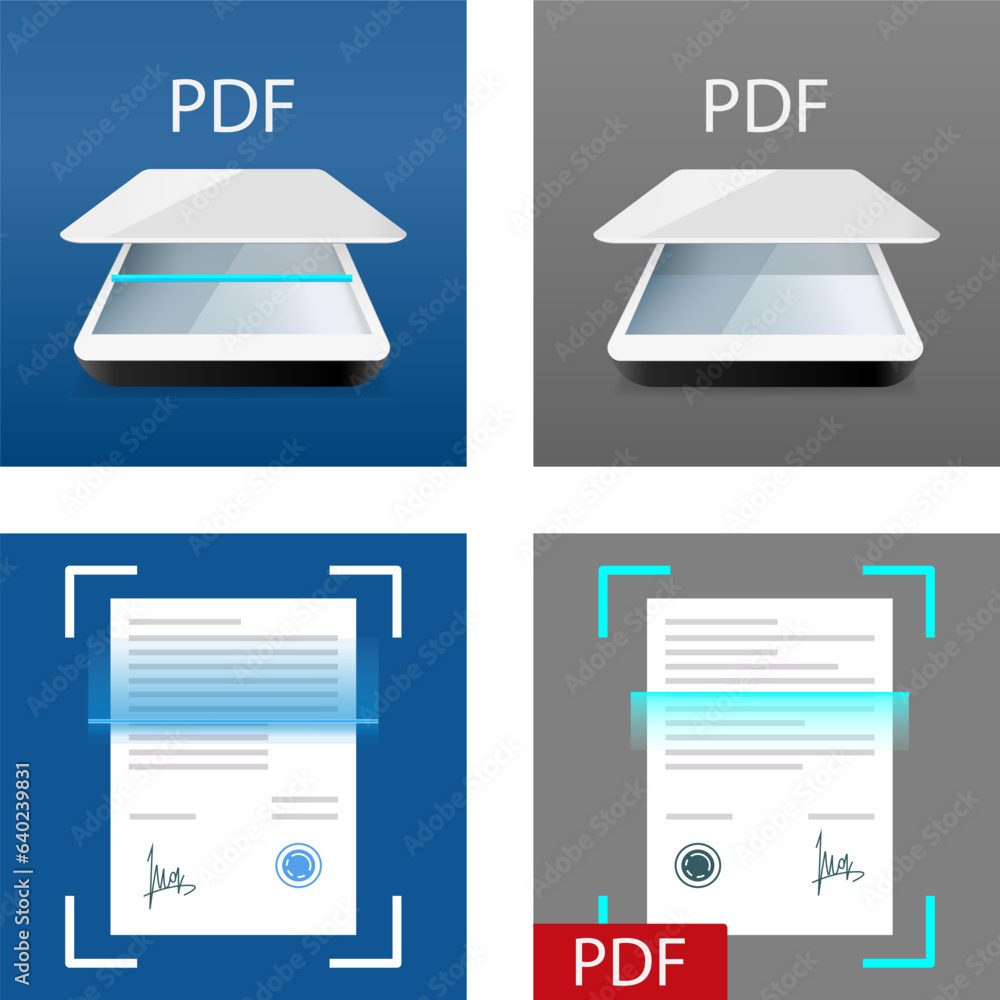 Scanner icon set. digital scanner. text scanning. Icon for mobile ...