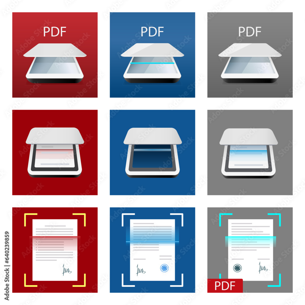 Scanner icon set. digital scanner. text scanning. Icon for mobile ...