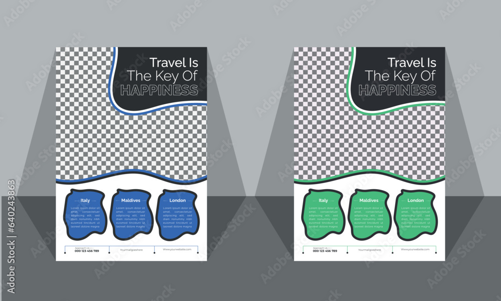 Photo Vacation travel brochure flyer design template, Editable tour ...