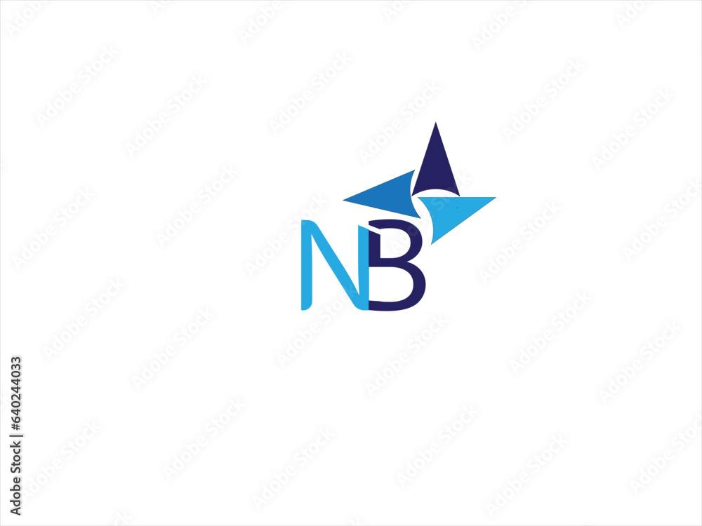 NB letter design logo logotype icon concept with serif font and classic ...