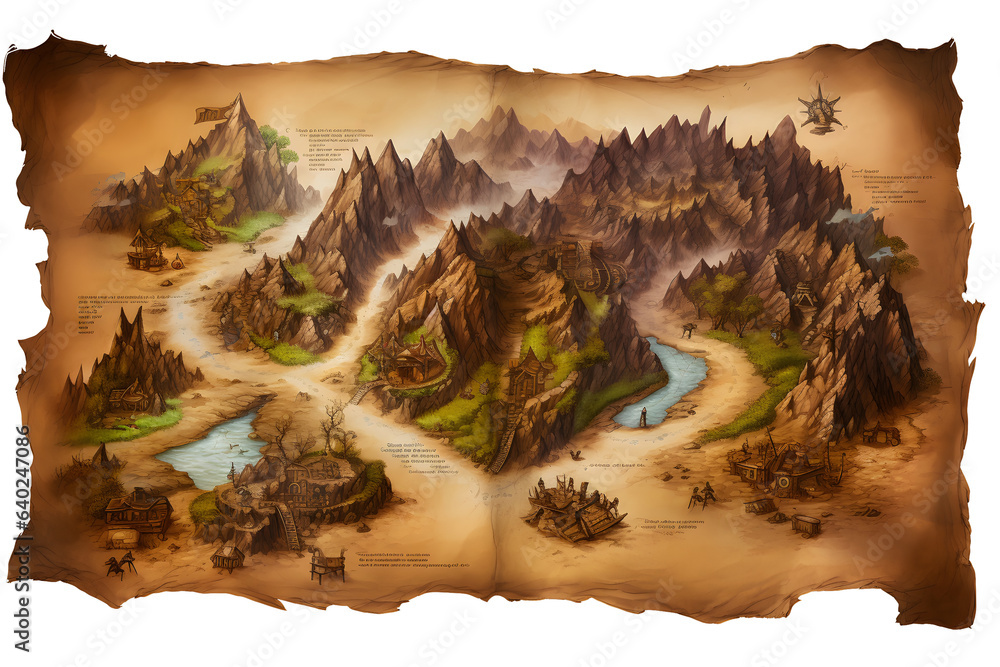 pirate treasure map on old paper. Stock Illustration | Adobe Stock