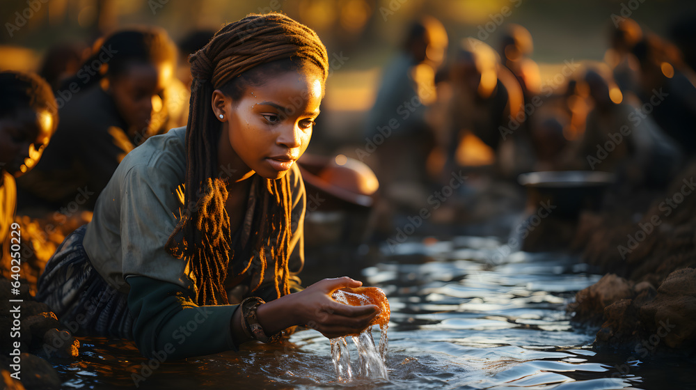African people drinking water from river showing their need of water ...