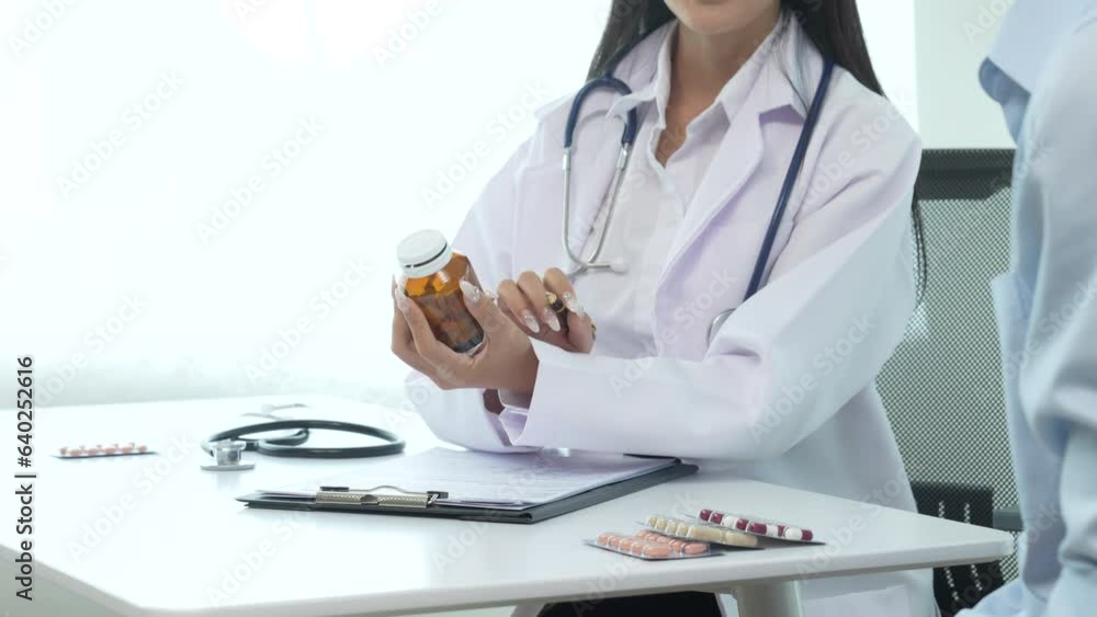 4k slow motion of female doctor specialist and male patient Office ...