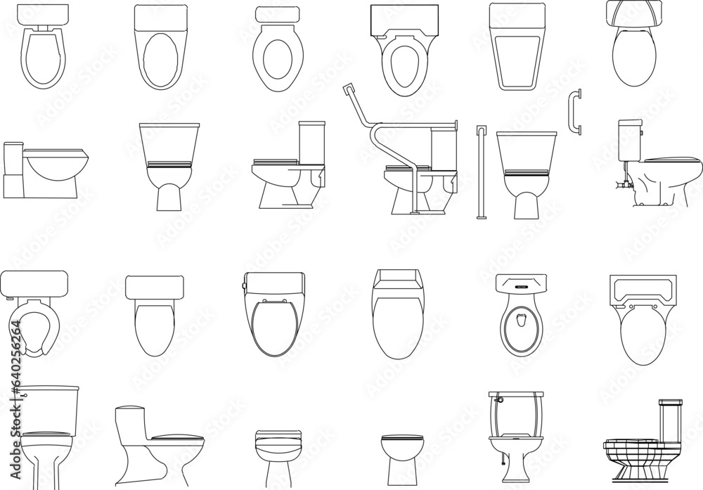 Vector sketch illustration of public toilet design for public bathroom ...