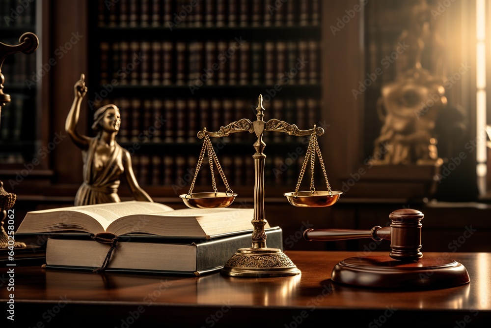 Law theme, Judge gavel, law scales, and books on black background. Law ...