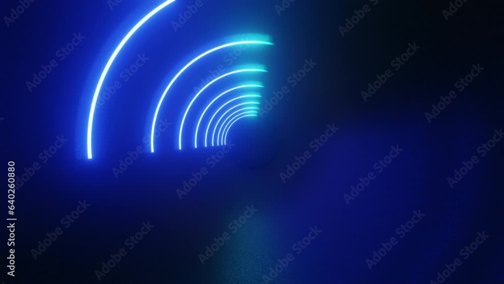 Abstract neon radar background. Digital radio waves blue circle ...