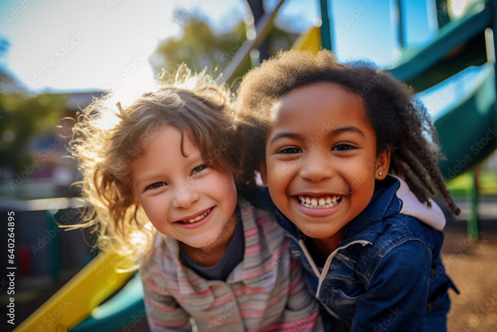 Kids having a fun time together. Group of diverse Kids playing together ...