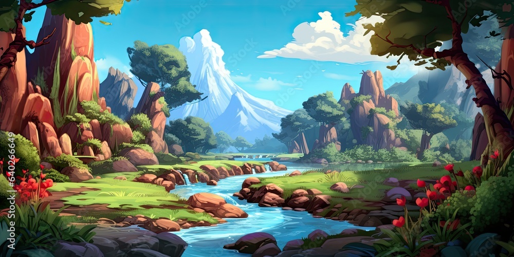 Cartoon fantasy game background Stock Illustration | Adobe Stock