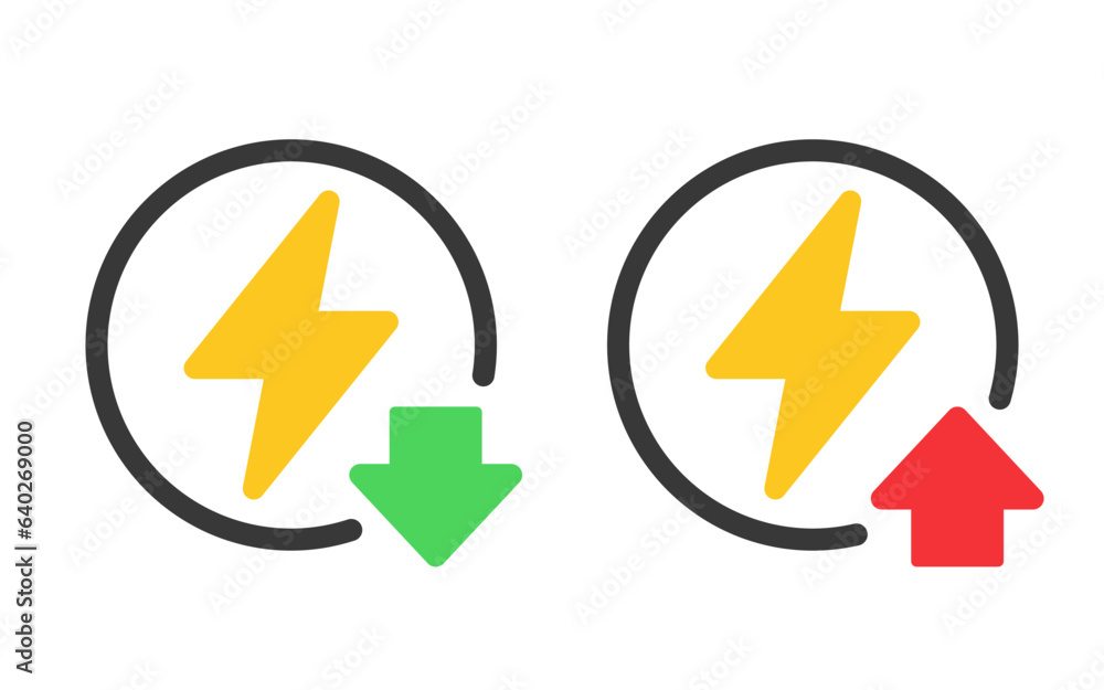 Energy use icon set. Clipart image isolated on white background Stock ...