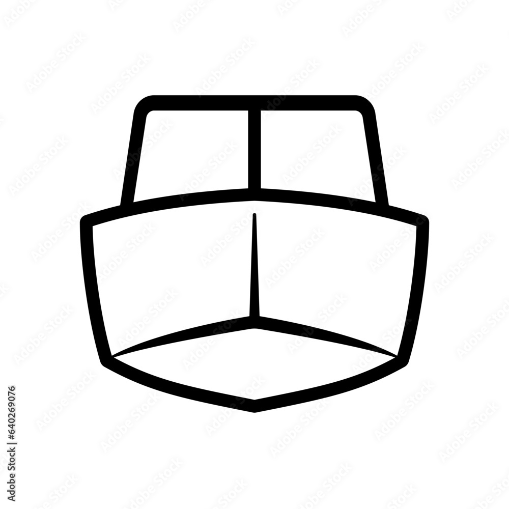 Motor boat front view outline icon. Clipart image isolated on white ...