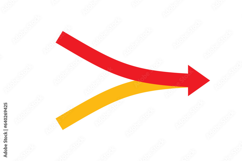 Two arrows merging icon. Clipart image isolated on white background ...