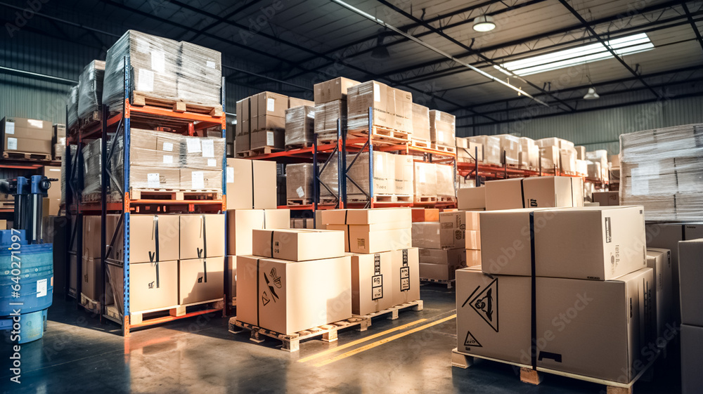 Warehouse or industrial building interior. Distribution center, retail ...