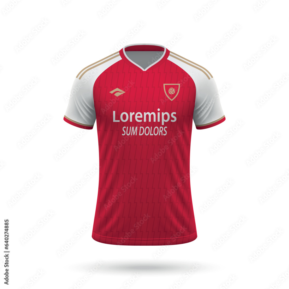3d realistic soccer jersey in Arsenal style, shirt template football ...