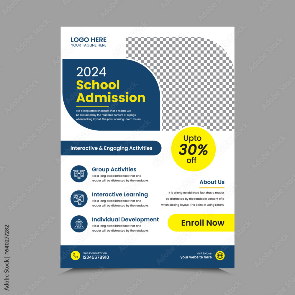 Kids Back to School educational admission flyer. School Admission Flyer ...