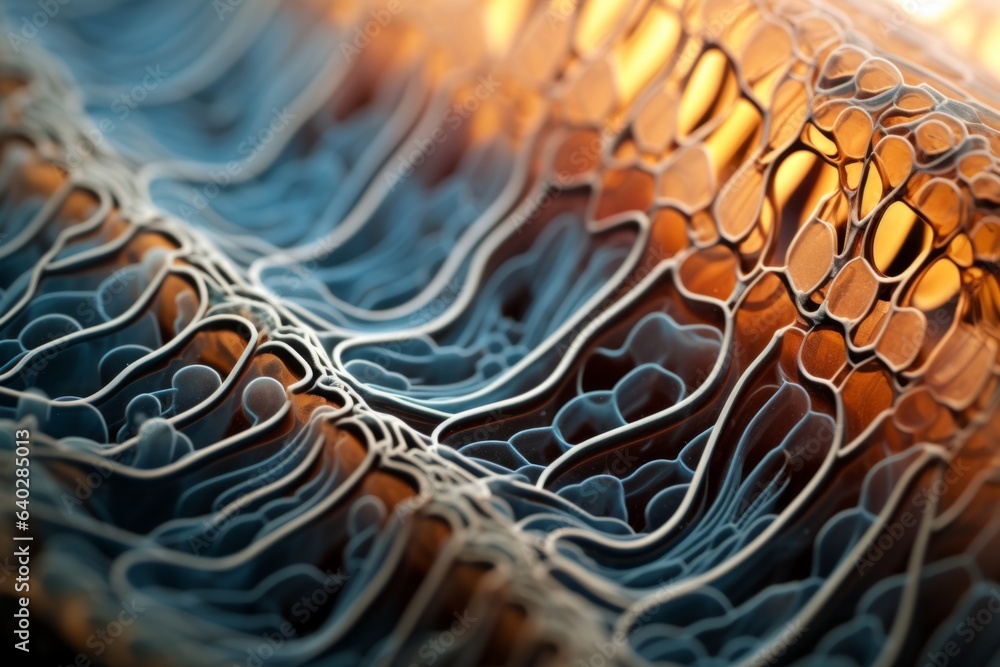 Microscopic macro close-up shot scientific research epithelial tissue ...